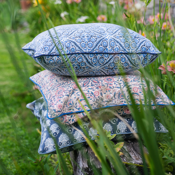 FUNDA COJIN BLOCK PRINT CHOKRI BLUE 50x50 – Estampa Chile Store